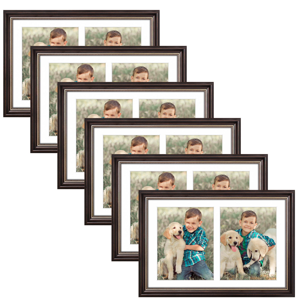 12x19 Collage Picture Frame with White Mat Displays Two 8x10 Photo ...