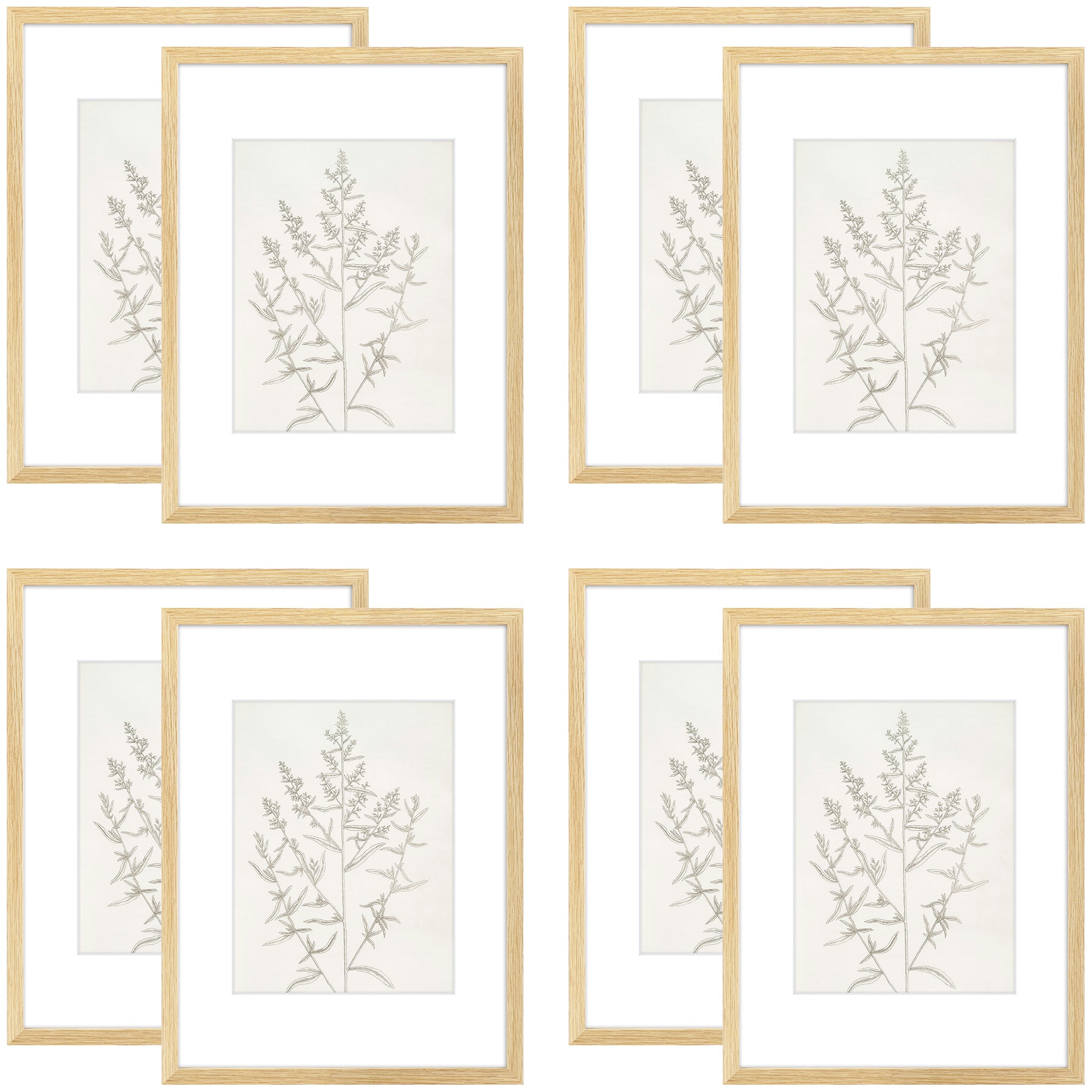 12x16 Picture Frame for 8.5x11 Photo with Mat & Plexiglass ¨C Beige, 8 ...